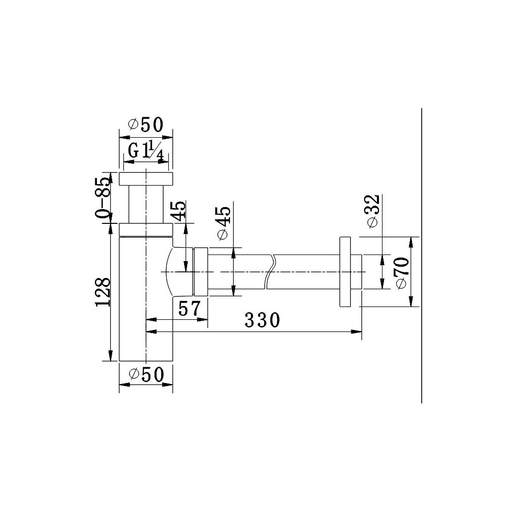Cassøe vatnslás 1 1/4" Burstað króm - Ísleifur
