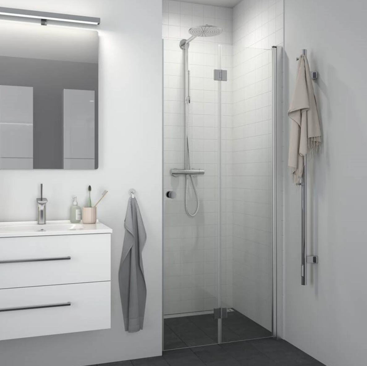 Dansani Fellihurð glær m/gráum prófíl 100cm - Ísleifur